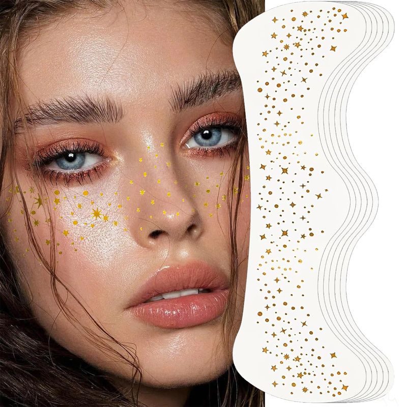 Glitter Freckles Face Tattoo,6PCS Gold Glitter Freckles,Sparkle Makeup ...