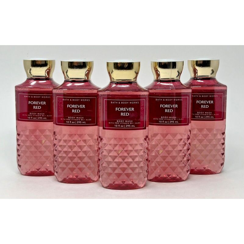 5 BATH & BODY WORKS FOREVER RED BODY WASH SHOWER GEL ALOE PRO-VITAMIN ...