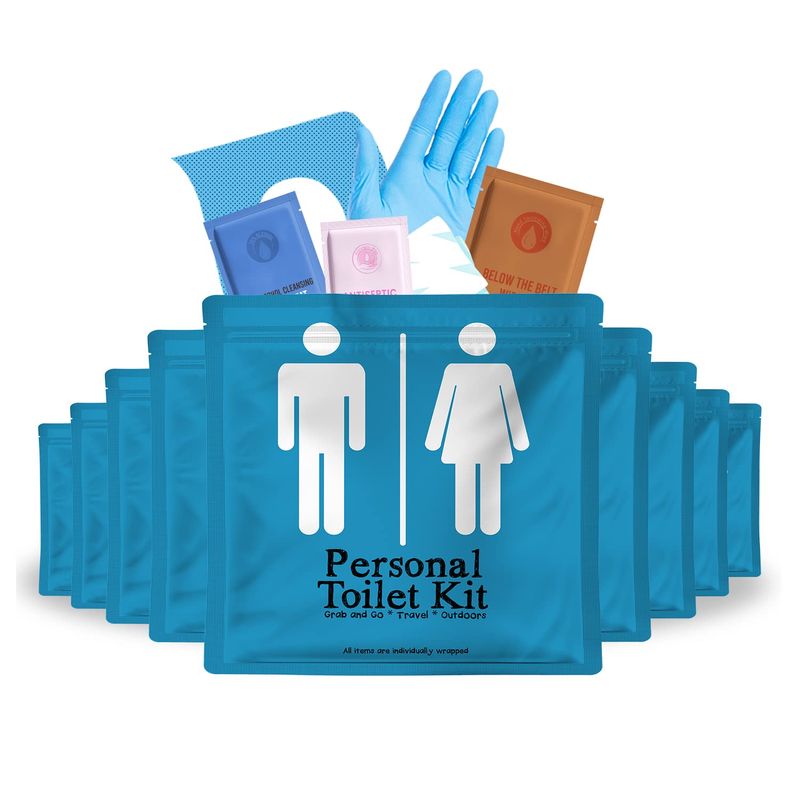 Personal Toilet Kit To Go – 10 Pack | Disposable Public Restroom Kit ...