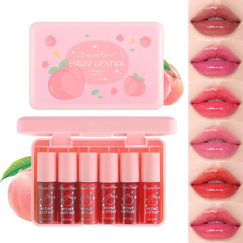 6 Colors Lip Tint Stain Set, Korean Velvet Watery Moisturizing Lip Tint ...