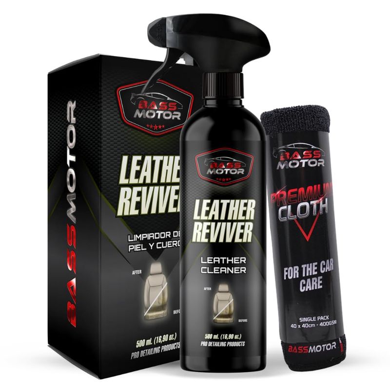 BassMotor Leather, Skin, and Alcantara Cleaner for Car Cleans ...