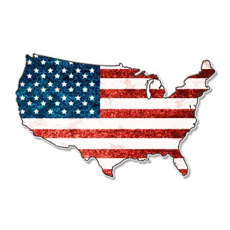 USA Shape American Flag Grunge - 12" Vinyl Sticker Waterproof Decal ...