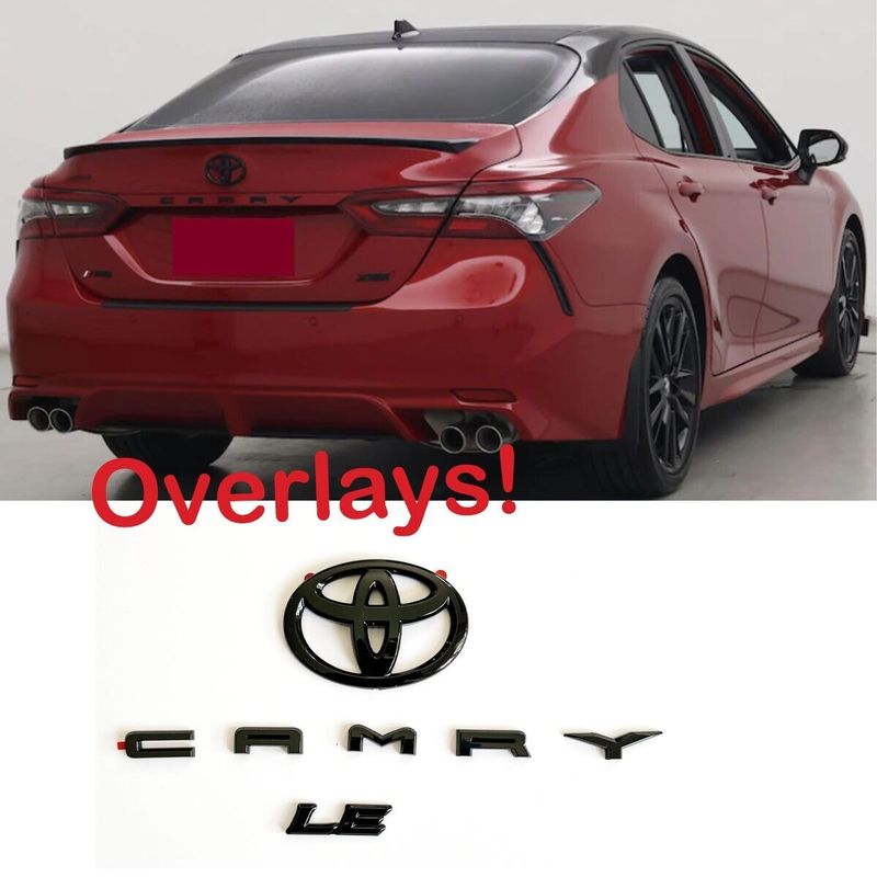 NEW 3PS 2018-2024 TOYOTA CAMRY LE GLOSS Black EMBLEM OVERLAY KIT 8th ...
