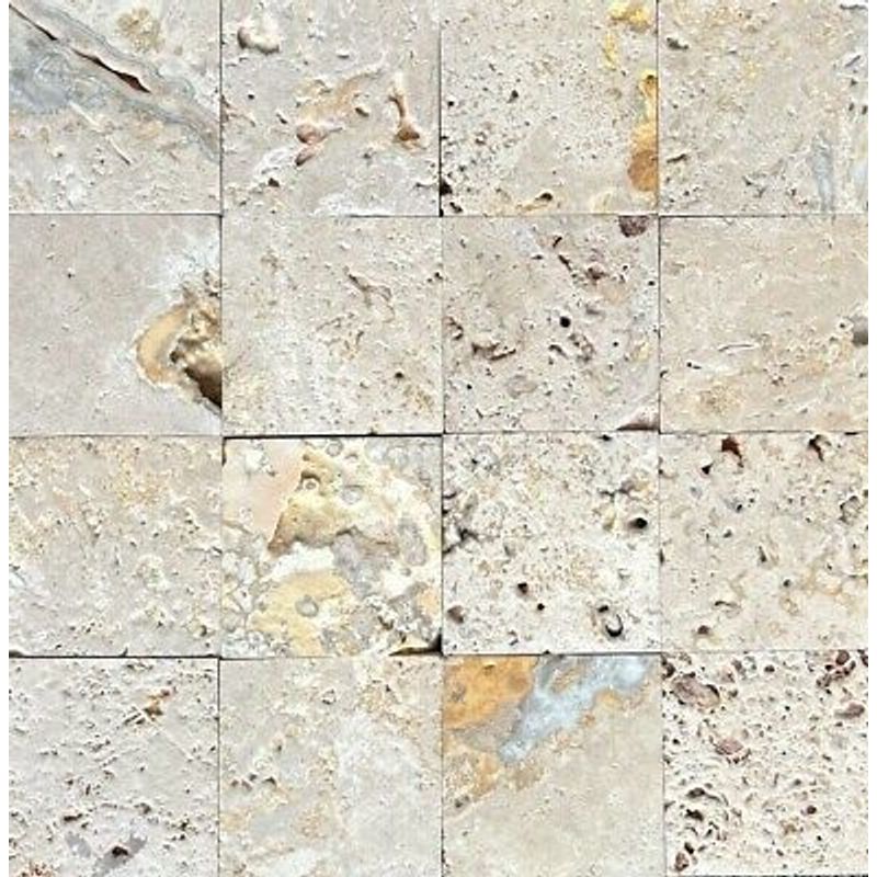 Ivory Rustic Scabos 4x4 Brushed Travertine Floor and Wall Backsplash ...