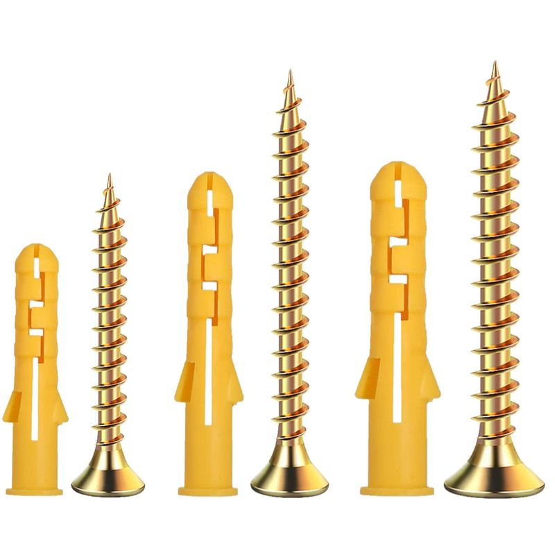 200 Pcs Wall Plugs and Screws Set,Masonry Brick Concrete Fixings Plugs ...