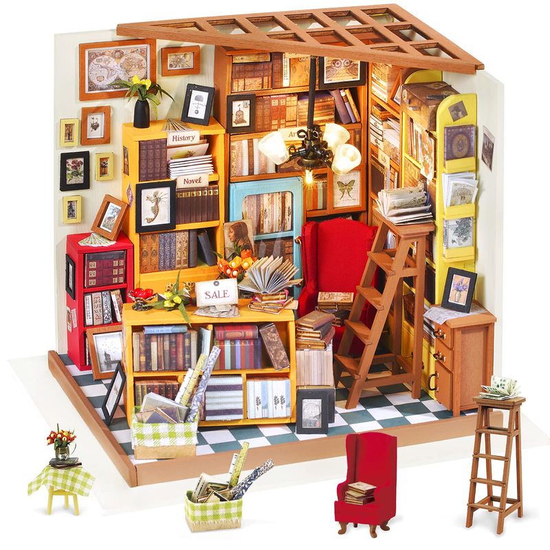 Rolife DIY Miniature Dollhouse Kit Bookstore Room Making Kit Mini ...