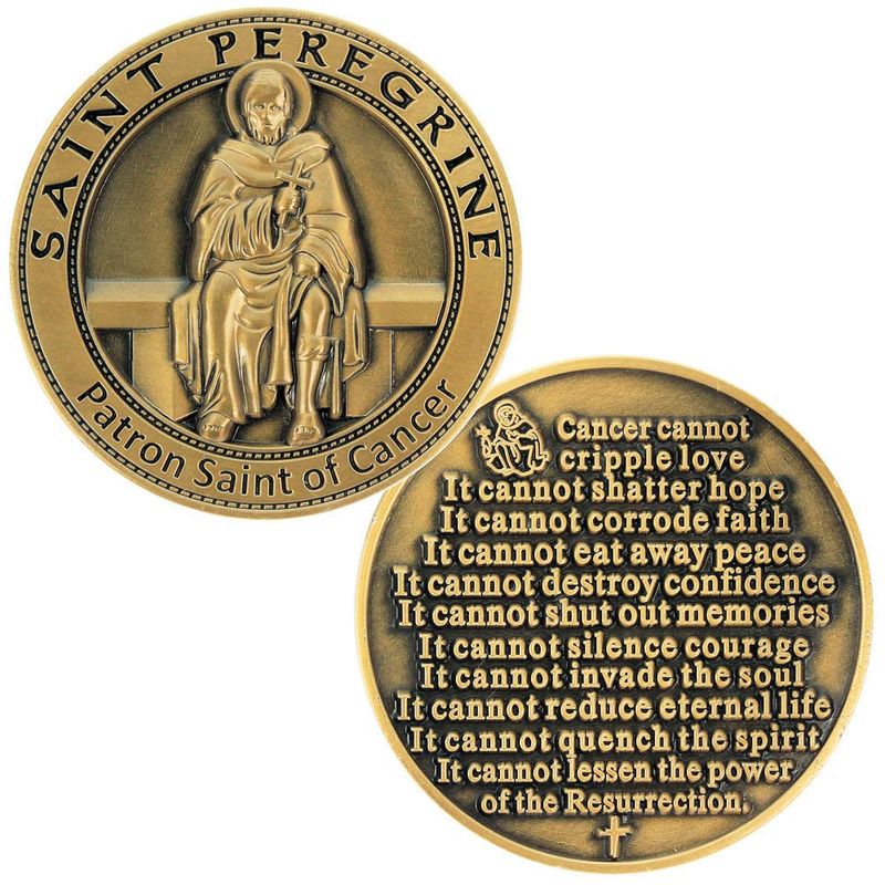 St. Peregrine Cancer Coin - Pocket Token Deluxe Bronze/Challenge Coin ...