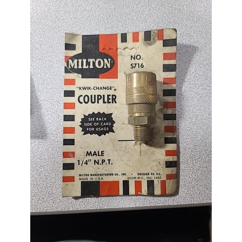 Milton S-716 1/4" Male NPT M Style Industrial Air fitting Quick Connect ...