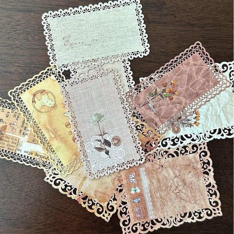 XERE 20 PCS Brown Lace Paper Scrapbook Supplies, Aesthetic Cute Vintage ...