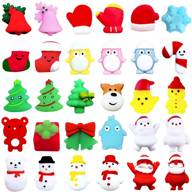 30Pcs Christmas Mochi Squishy Toys,Christmas Mini Kawaii Moji,Christmas ...