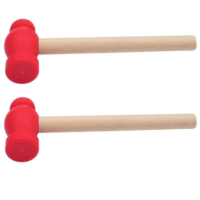 SAFIGLE 2Pcs Wooden Hammer Toys for Kids Pretend Play Red Hammers for ...