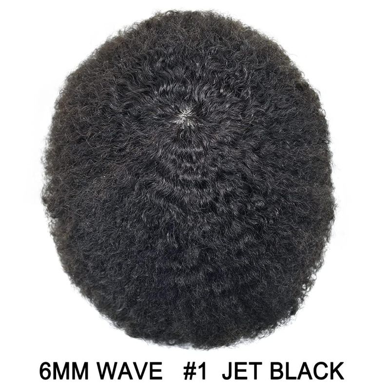 Hair Units For Black Men Afro Toupee PU Injection Hair System Afro ...