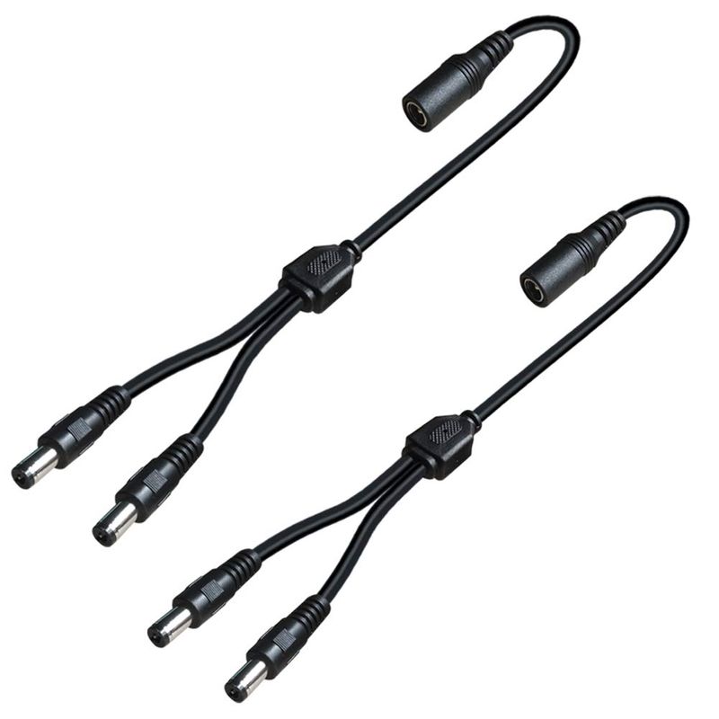 2 Pack DC Power 1 Female to 2 Male 5.5mm x 2.1mm DC Power Supply ...
