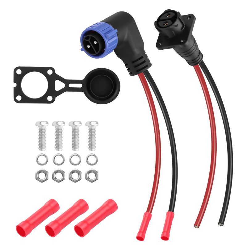 CERRXIAN Trolling Motor Plug Receptacle Set,90 Degrees 2 Pin 8AWG 50Amp ...