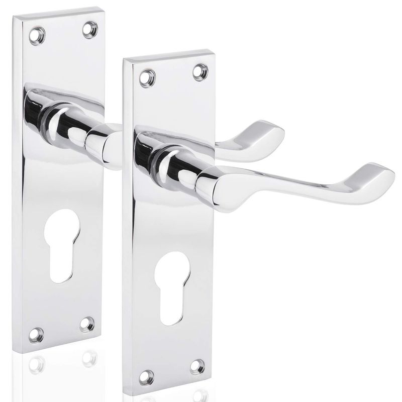 XFORT® Euro Profile Victorian Scroll Door Handles in Polished Chrome ...