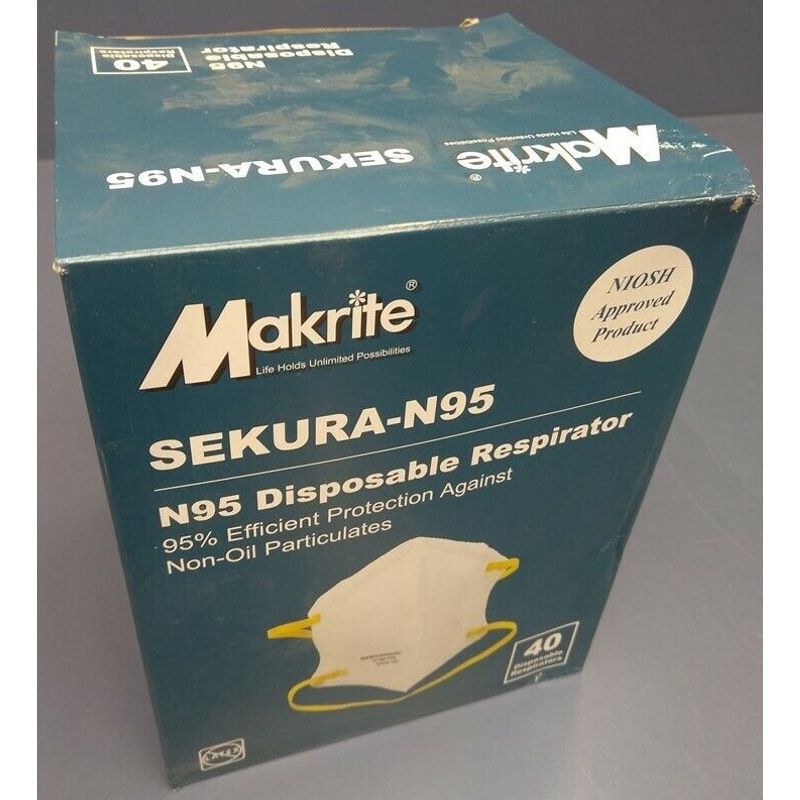 (40 Masks) Makrite Sekura NIOSH CDC Surgical Medical N95 Face Mask Respirator - EveryMarket