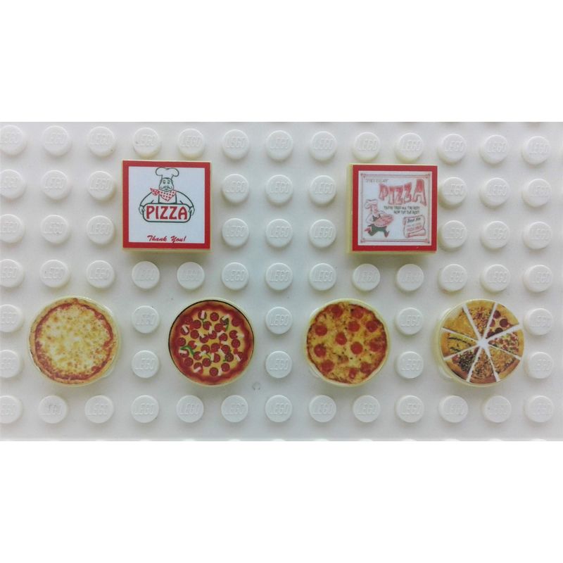 Set of 6 Custom Stickers Food Restaurant City Building Bricks Pizza Pie ...