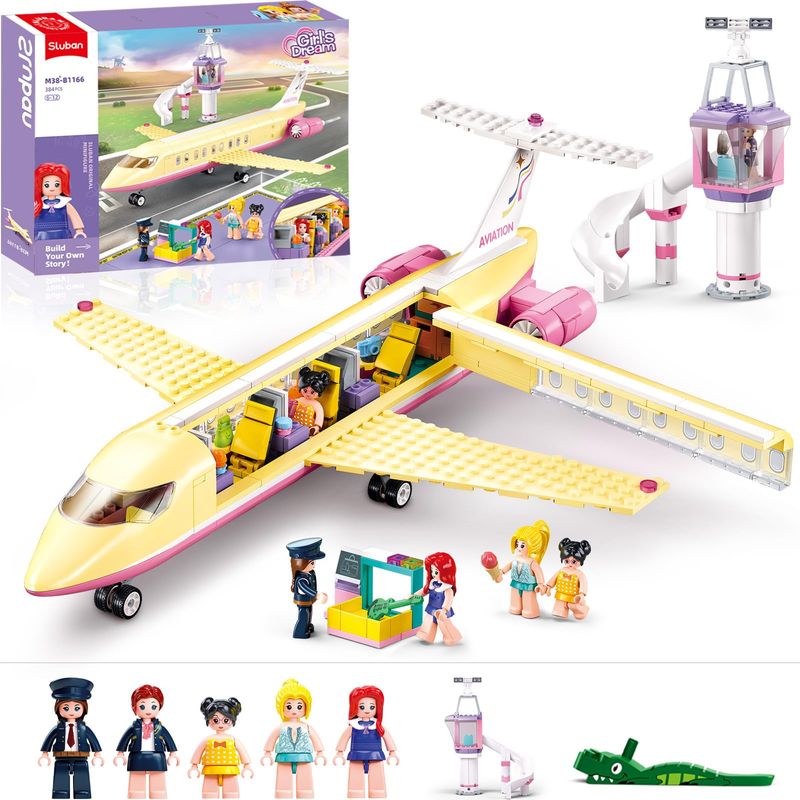 Sluban Airplane Building Set for Girls 6+ 8+ 12+, Airport Plane Kit ...