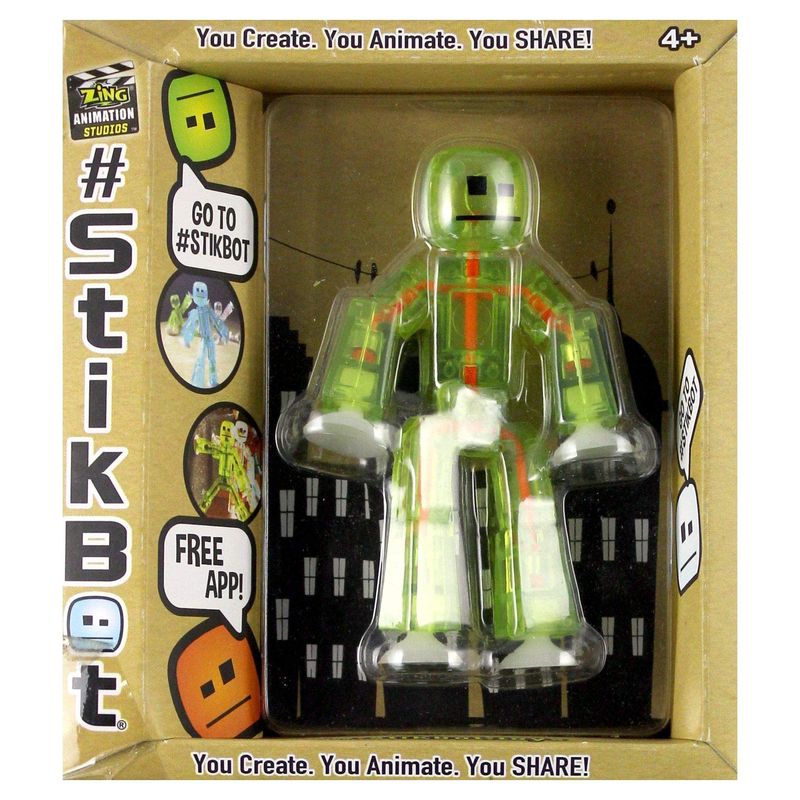 Stikbot, Translucent Light Green Stikbot Action Figure [Glows In the ...