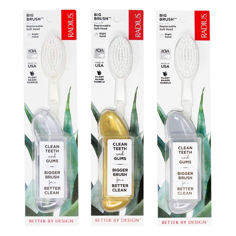 RADIUS Big Brush With Replaceable Head, Right Hand, Gold, Marble, Ice (3 Pack), 3 Count - Online ...