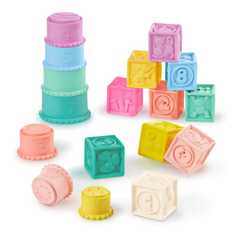 B. toys – Sensory Baby Toys – Soft Baby Blocks – Stacking Drip Cups ...