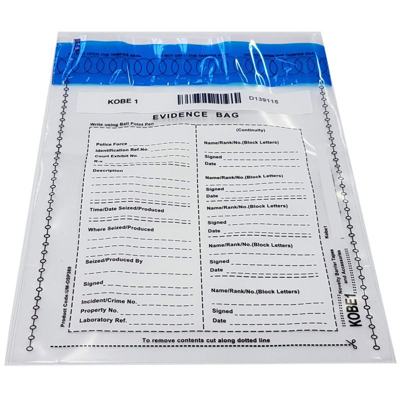 Kobe1 Crime Scene Tamper Proof Evidence Bags (x8) - CSI Police Plastic ...