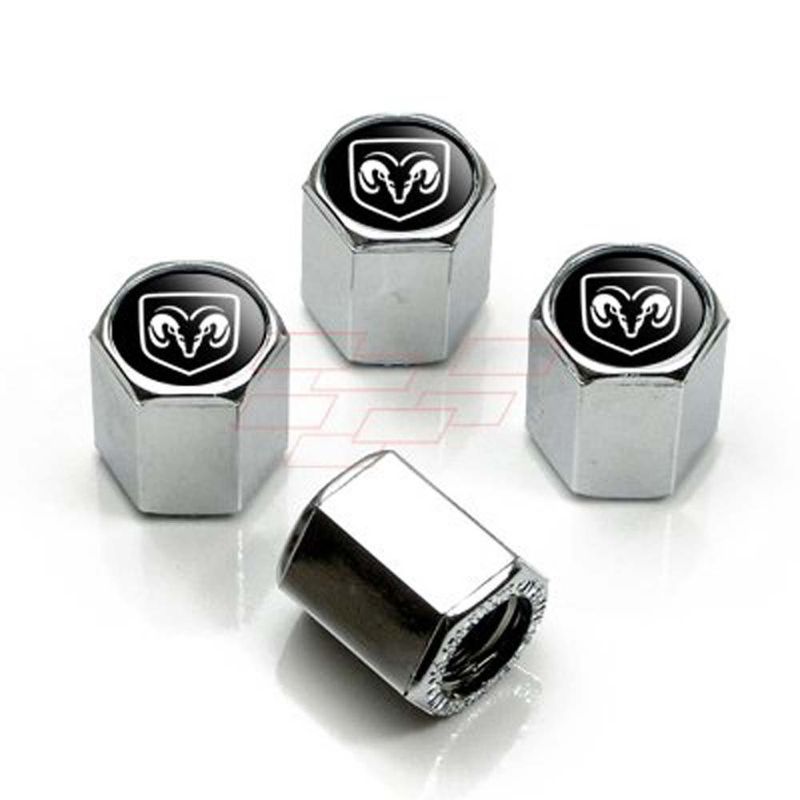 Dodge Ram Black Logo Chrome Tire Stem Valve Caps - Online Marketplace ...