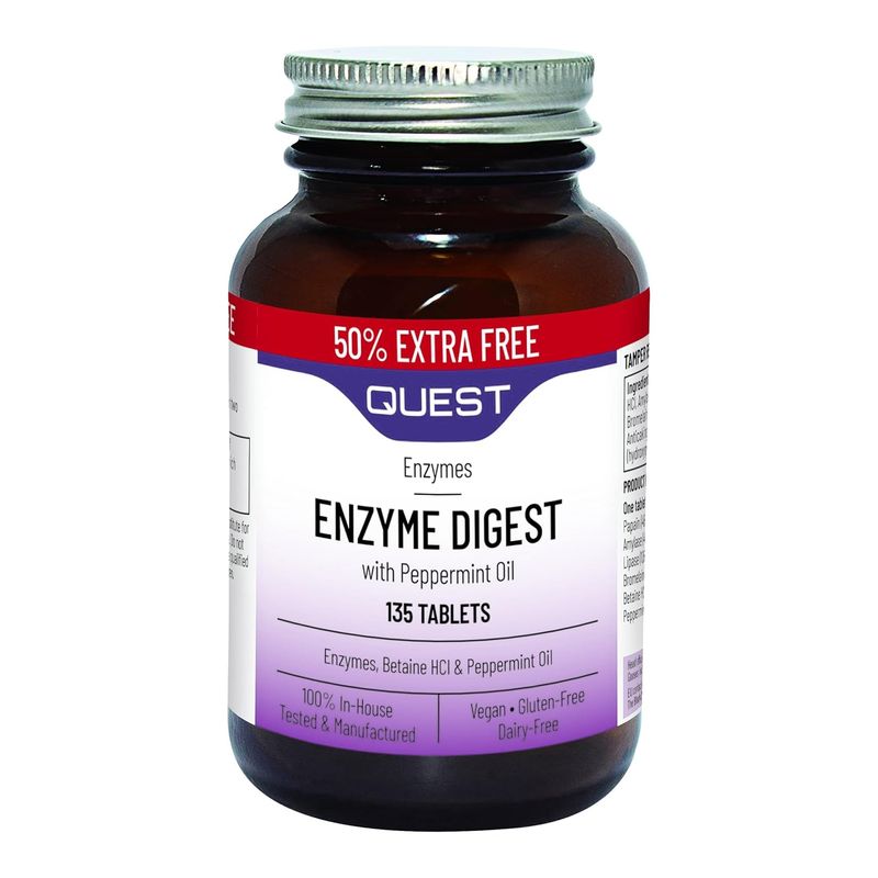 Quest Enzyme Digest With Peppermint Oil & Betaine. 90+45 Vegan Tablets ...