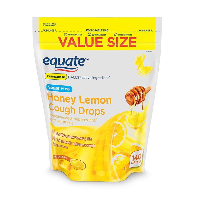 Equate Sugar Free Honey Lemon Cough Drops, 140 Drops - Online Marketplace - EveryMarket