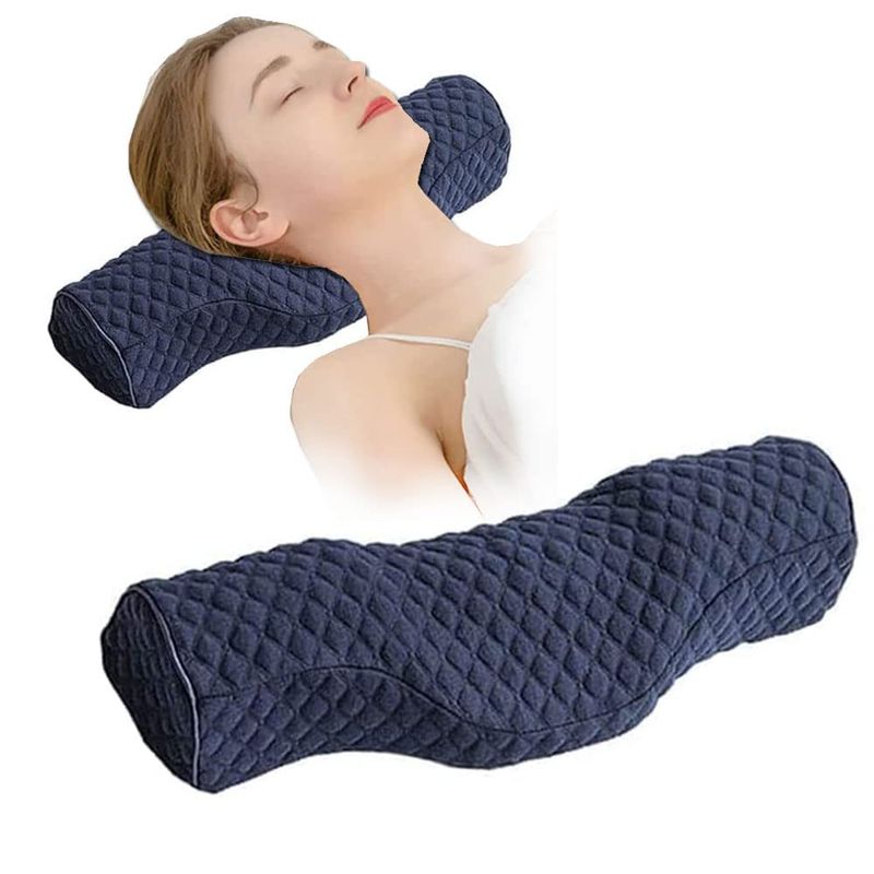 Cervical Neck Pillow for Pain Relief Sleeping, Neck roll Pillow Memory Foam for Stiff Neck Pain ...