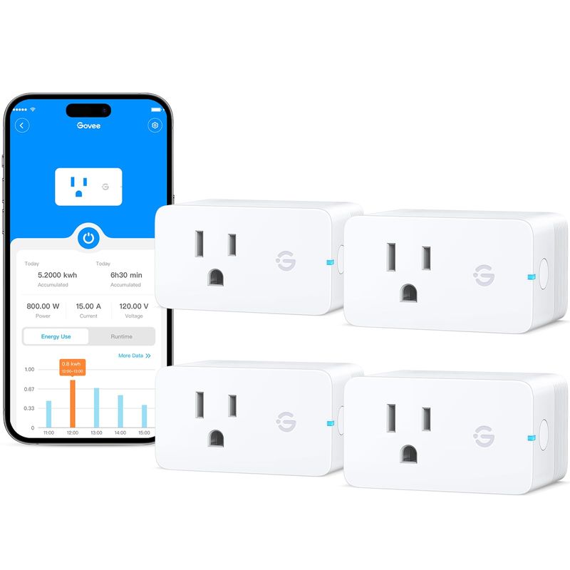 Govee Smart Plug with Energy Monitoring, WiFi Bluetooth Plug Work with ...