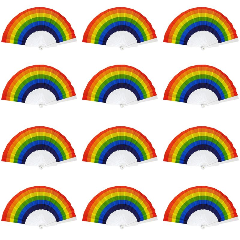 Tkocisa 12 PCS LGBT Pride Month Fans for Men/Women, Rainbow Folding ...
