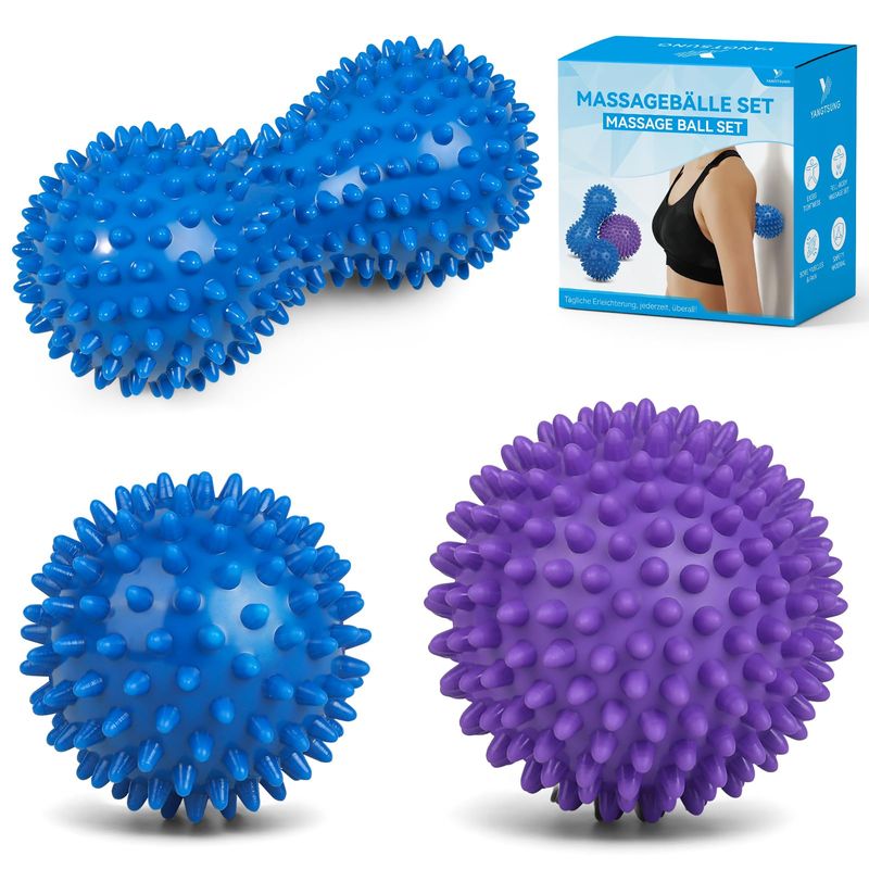 YANGTSUNG Spiky Massage Ball Roller Set, 3 Pack Hard Spiky Massage Ball ...