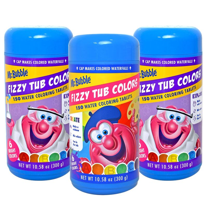 Mr. Bubble Fizzy Tub Colors Bath Water Coloring Tabelets, 6 Bright ...
