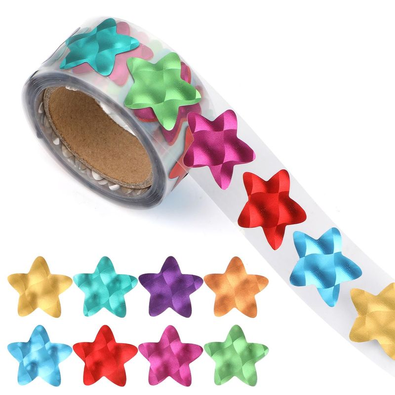 500pcs Star Reward Stickers, 0.79 Inch Glitter Star Labels Holographic ...