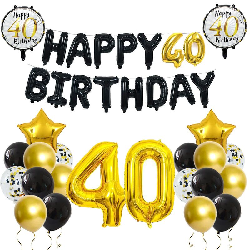Luftballon 40. Geburtstag Schwarz Gold Happy Birthday Deko 40 ...