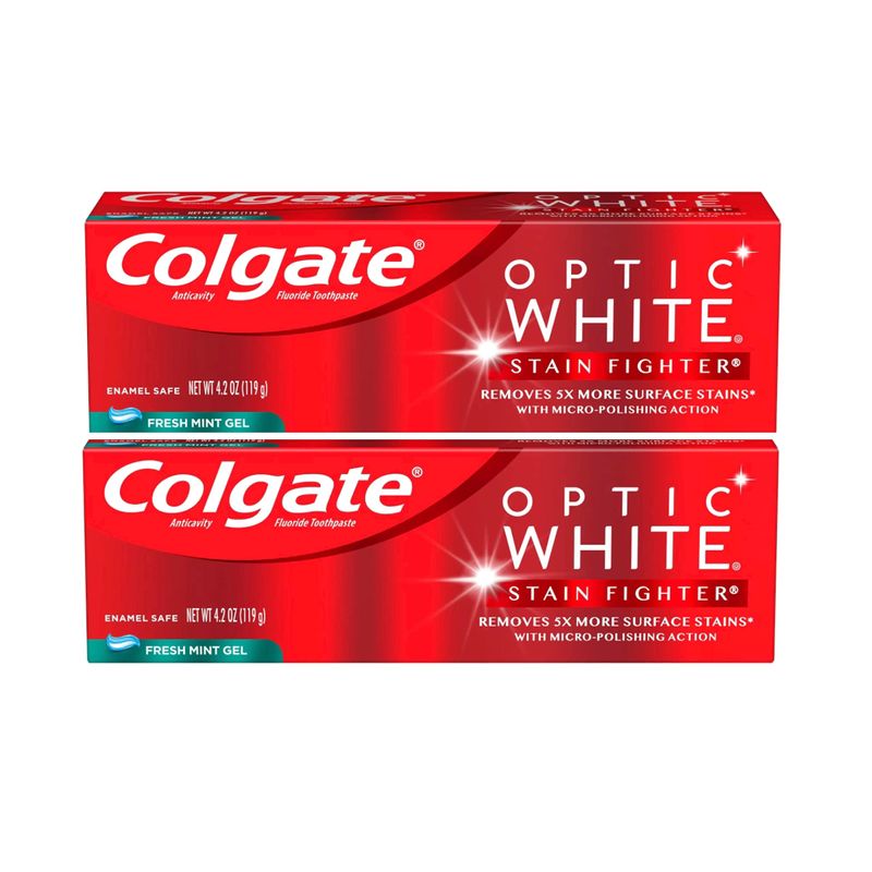 Colgate Optic White Stain Fighter Fresh Mint Gel, 4.2 oz (Pack of 2 ...