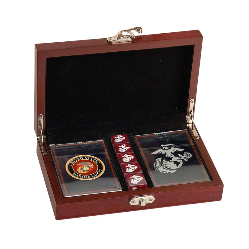 USMC Playing Cards with Marine Corps Dice Gift Set - Show Your Marine ...