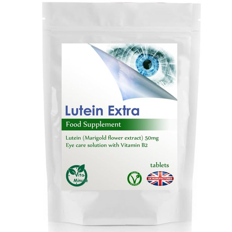 Lutein Extra 50mg and Vitamin B2 Complex Tablets (Vegan) Eye Care Vision Support (Pack of 30 ...