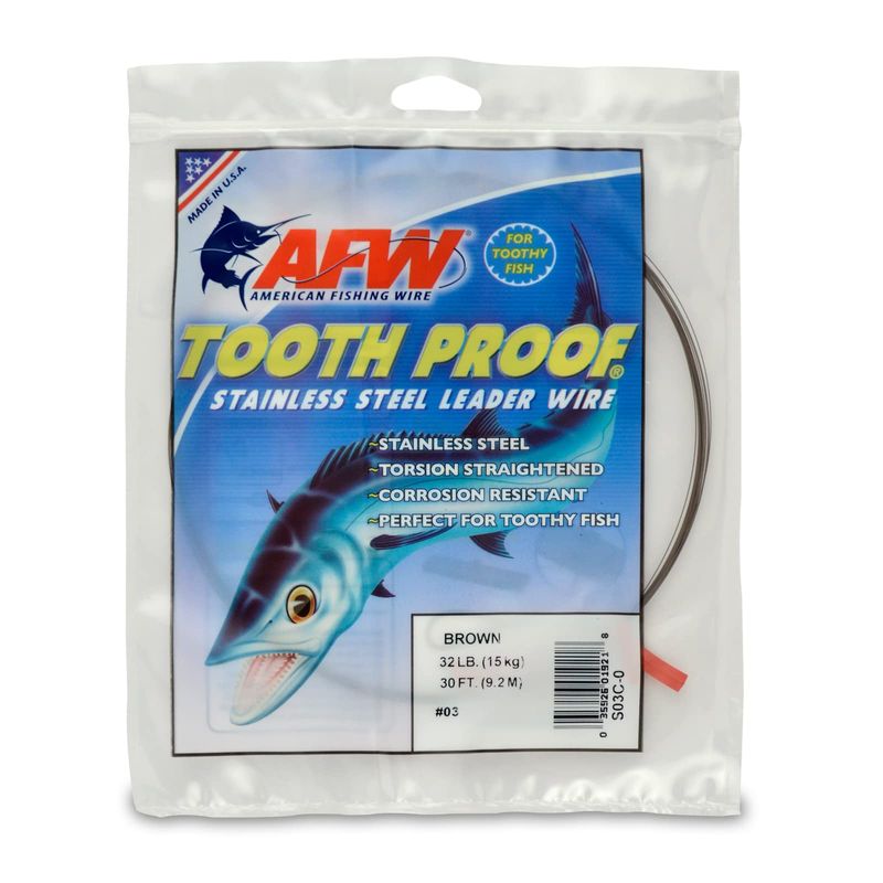 AFW #3 Tooth Proof Stainless Steel Single Strand Leader Wire, 32 lb ...