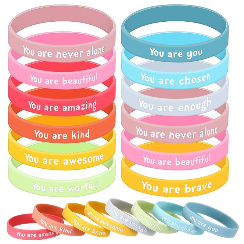 Otuuz 20 Pcs Motivational Silicone Wristbands Colored Inspirational ...