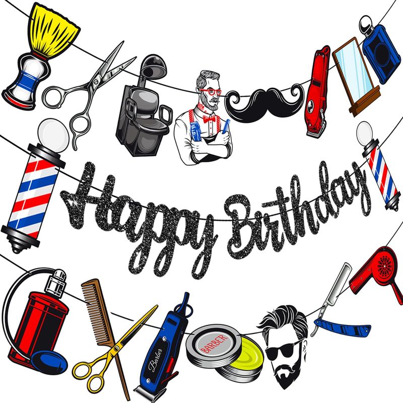 Barber Birthday Banners 3Pcs Hairdresser Birthday Party Decorations ...