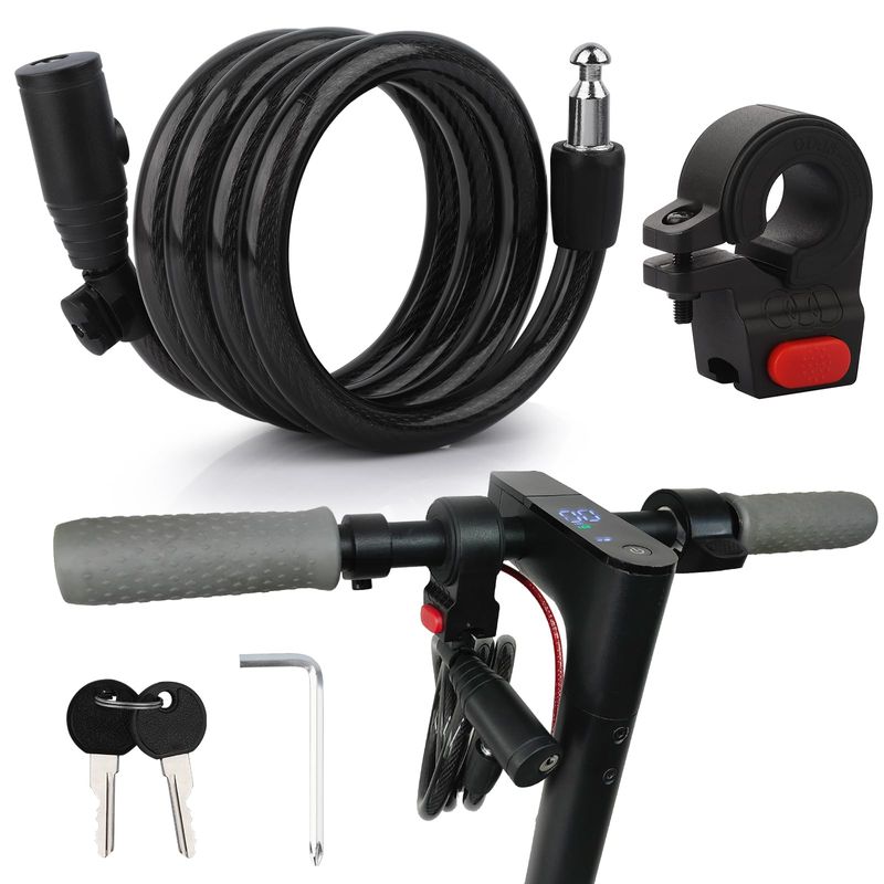 E Scooter Lock with 2 Keys - 12 mm Thick Steel Cable High Security Lock ...