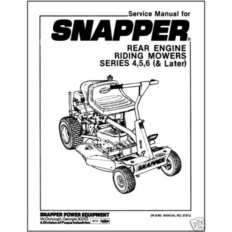 Snapper Rear Engine Riding Mower Series 4,5,6 (& Later) - Online ...
