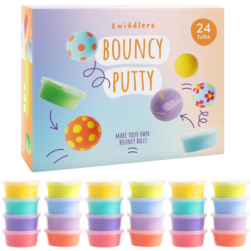 THE TWIDDLERS 24 Colourful Bouncing Slime Putty Tubs, Perfect Slime ...
