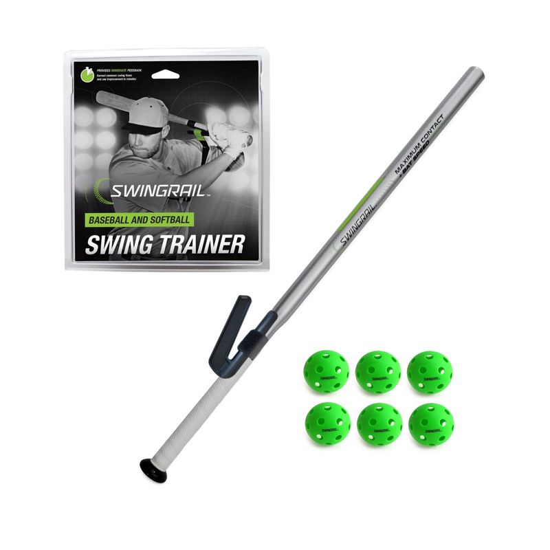 SWINGRAIL Baseball & Softball Swing Trainer + Speed Stick Training Bat + 6 Pl... - Online ...