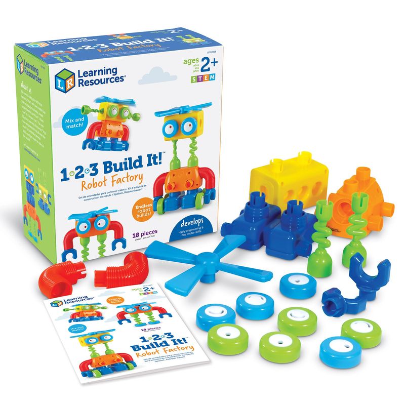 Learning Resources 1-2-3 Robot Factory, Fine Motor Toy, Robot Building ...