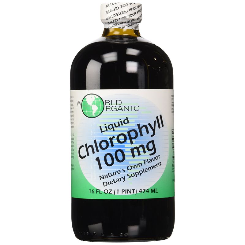 World Organics Chlorophyll Supplement Liquids, 100 mg, 16 Ounce, 16 Fl ...