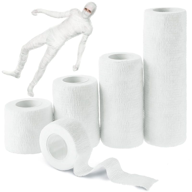 25 Yards 5 Rolls Halloween Mummy Bandage Wrap Self Adhesive Stretch ...