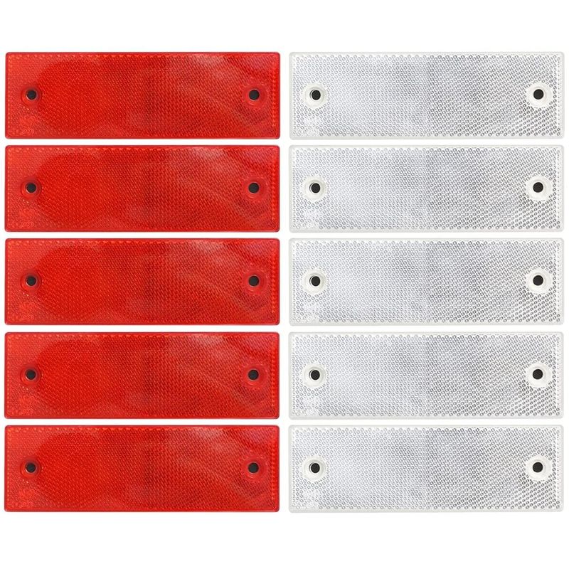 10 Pcs Self Adhesive Trailer Rectangular Reflectors Car Rear Reflectors ...
